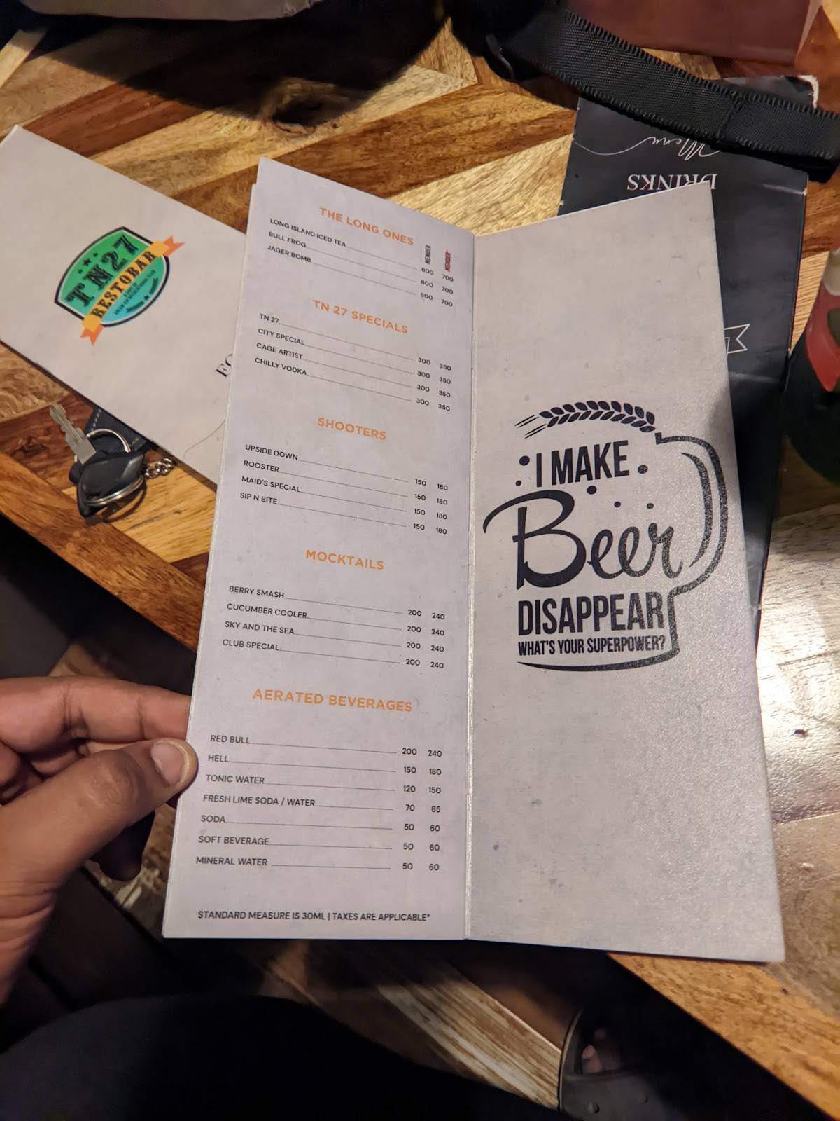 Menu at TN27 Restobar, Salem