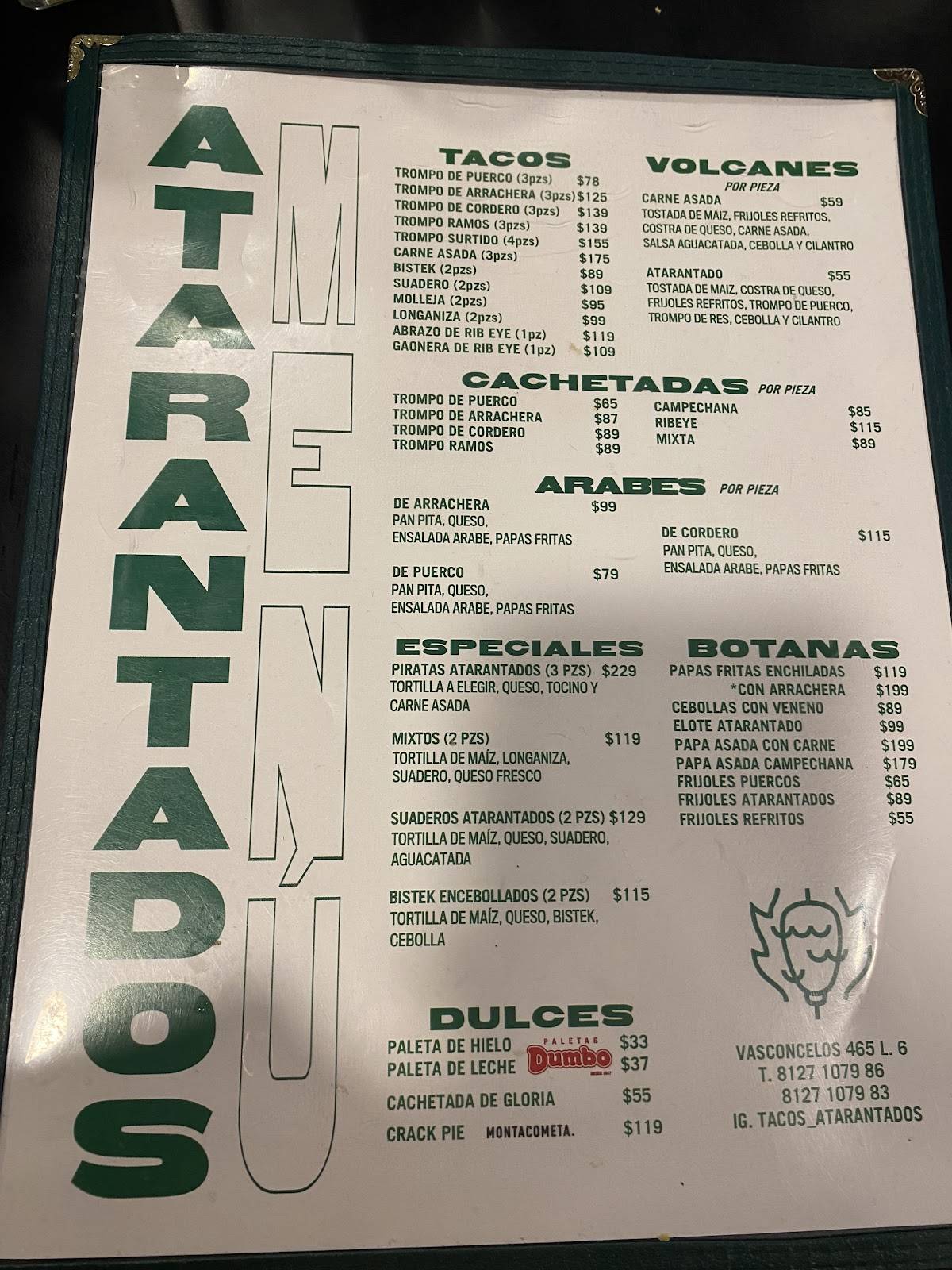 Carta del restaurante Tacos Atarantados, San Pedro Garza García, Av ...