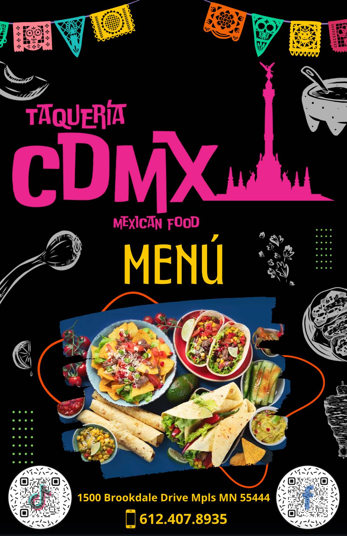 Menu at Taqueria CDMX restaurant, Minneapolis
