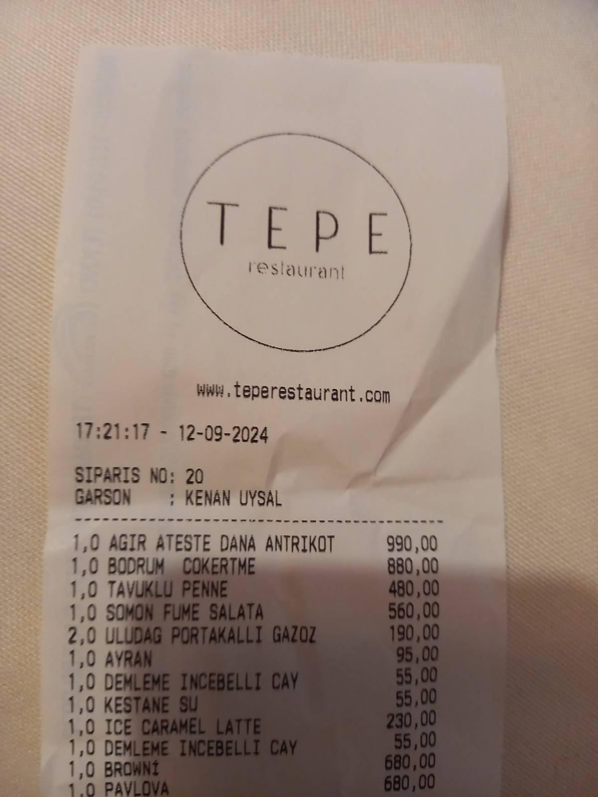 Menu at Tepe Restaurant Lounge, Maslak Mahallesi