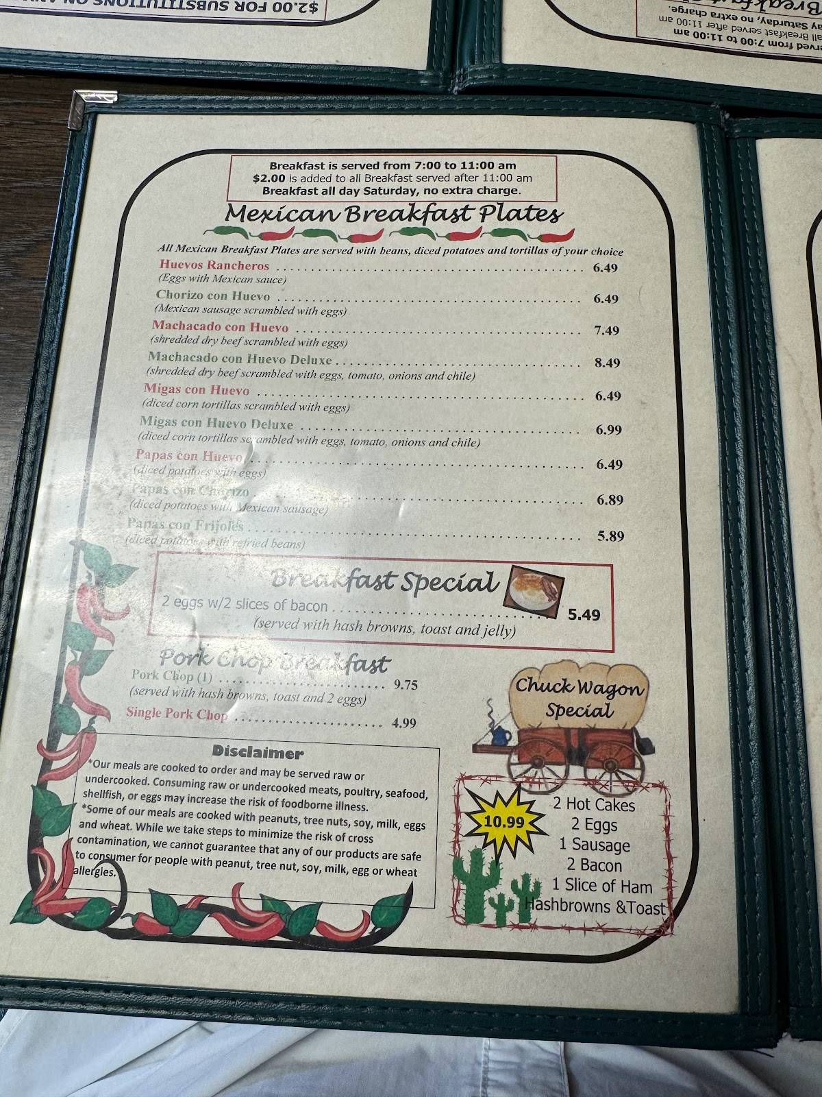 Menu at Texas Cafe, Rio Grande City, 517 E 2nd St