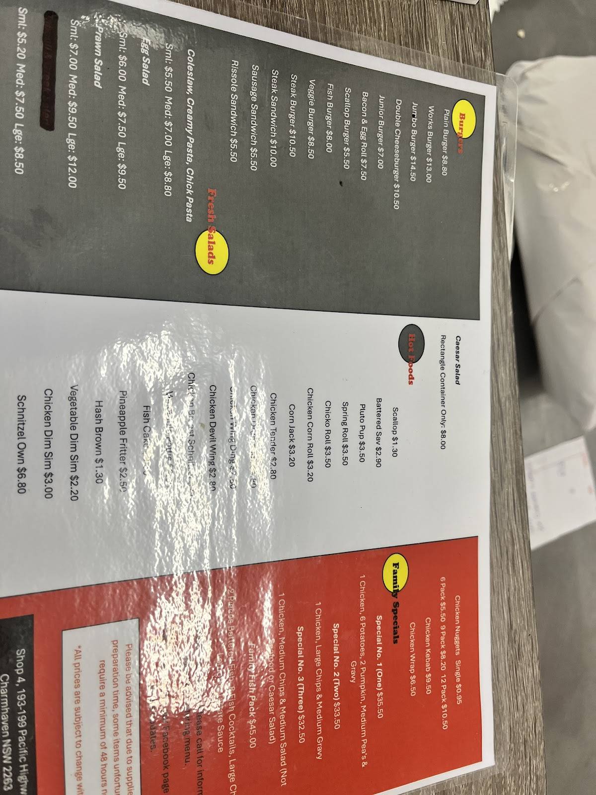 Menu at The Chicken Carvery & Takeaway restaurant, Charmhaven