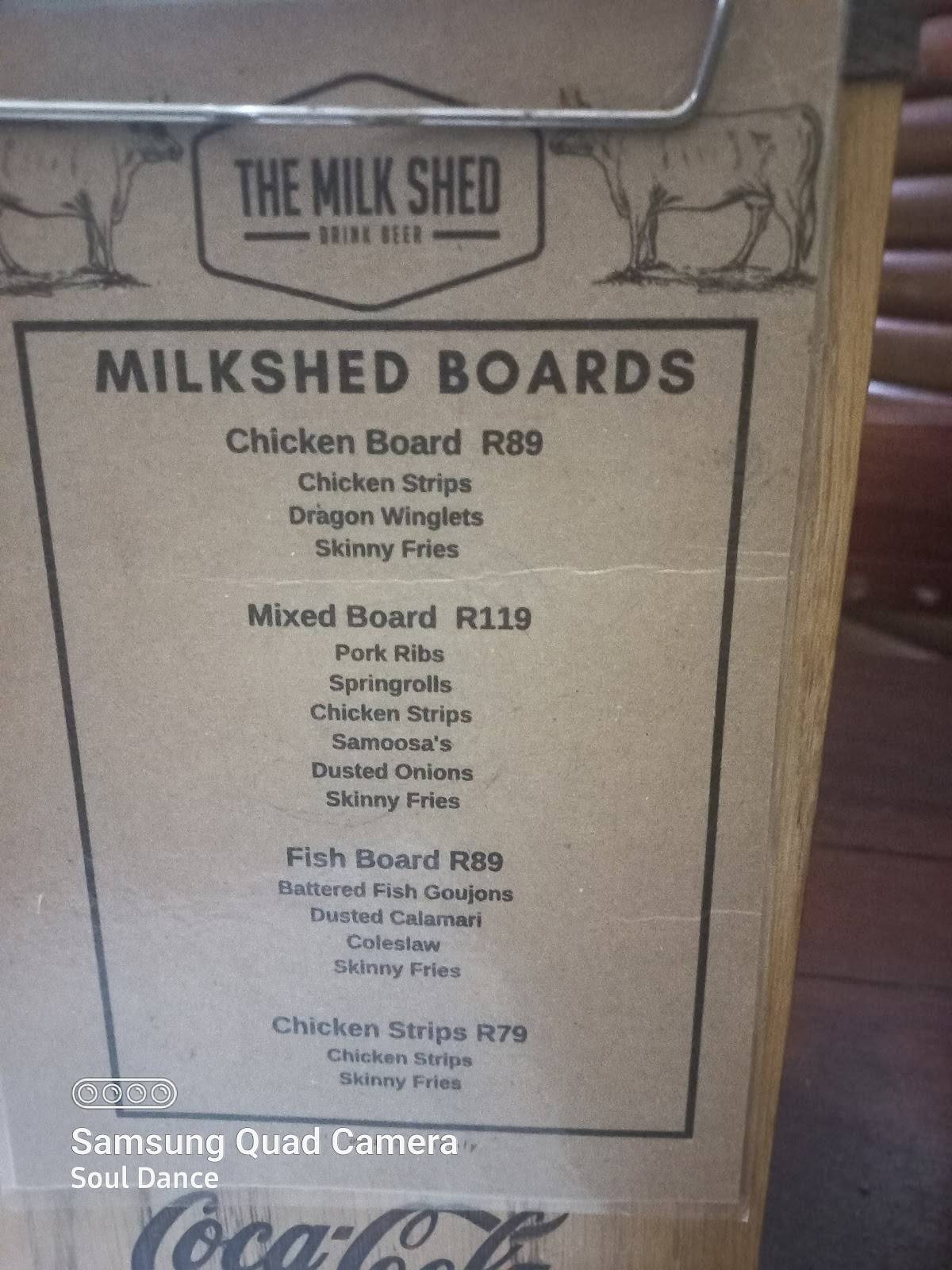 Menu at The Cow and Milk Shed restaurant, East London