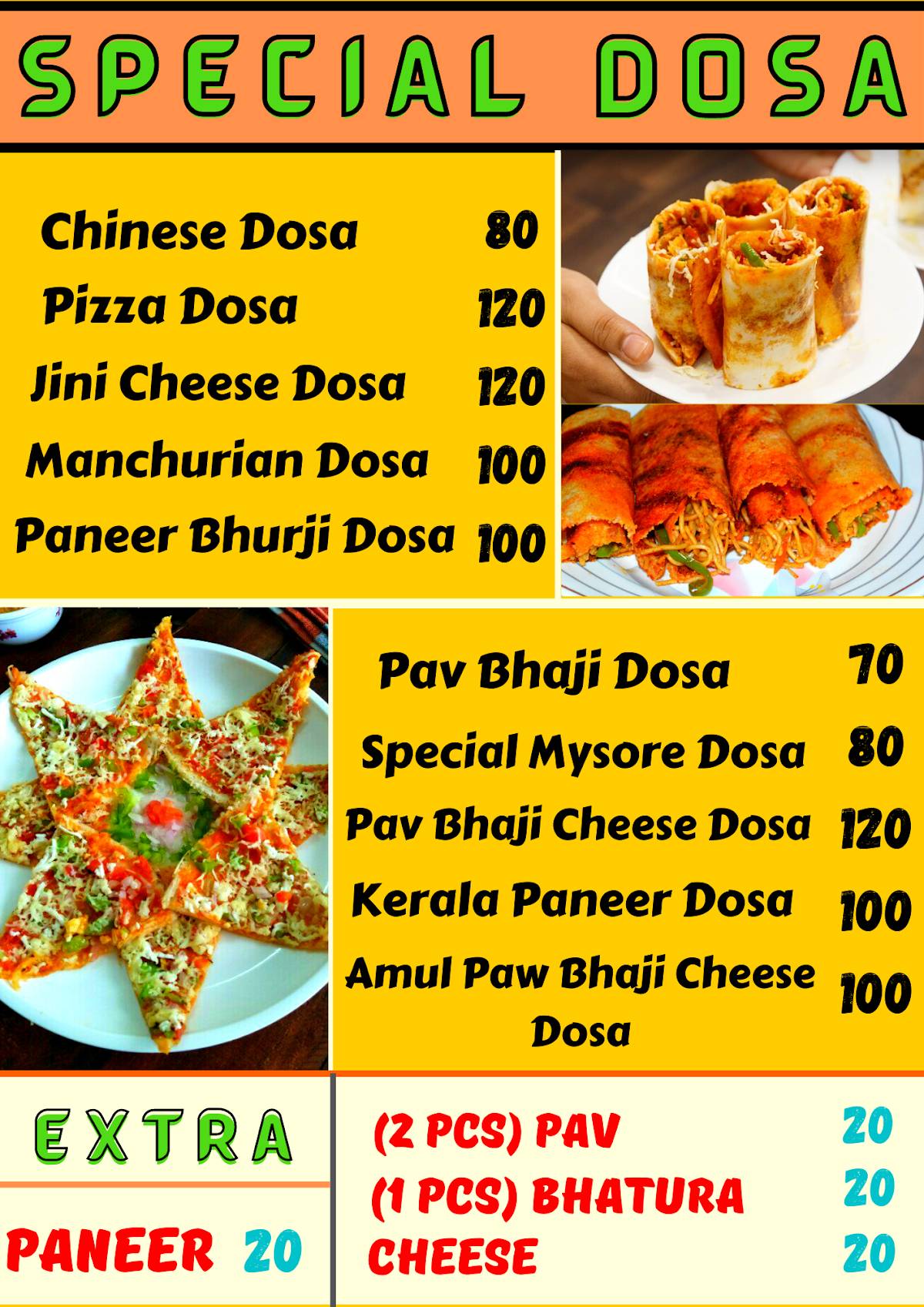 Menu at The Dosa Plaza, Ranchi