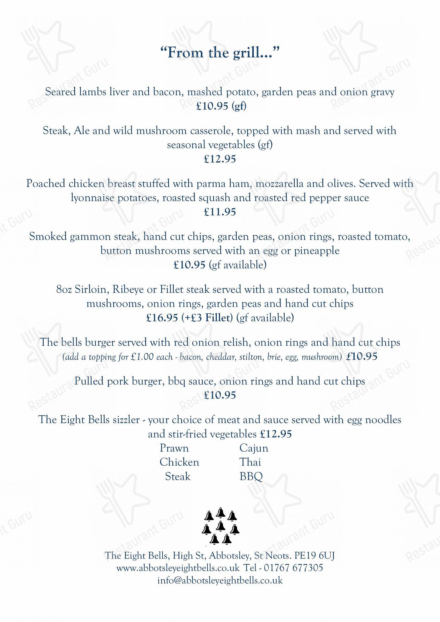 Menu at The Eight Bells pub & bar, Abbotsley, High St