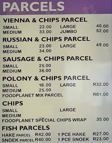 Menu at Food Planet Broadway Square Strand restaurant, Cape Town ...