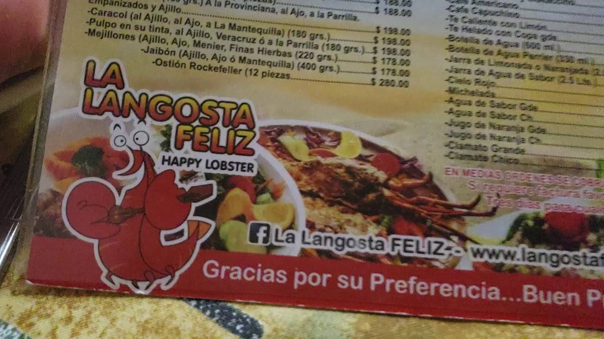 Menu at The Happy Lobster restaurant, Puerto Vallarta