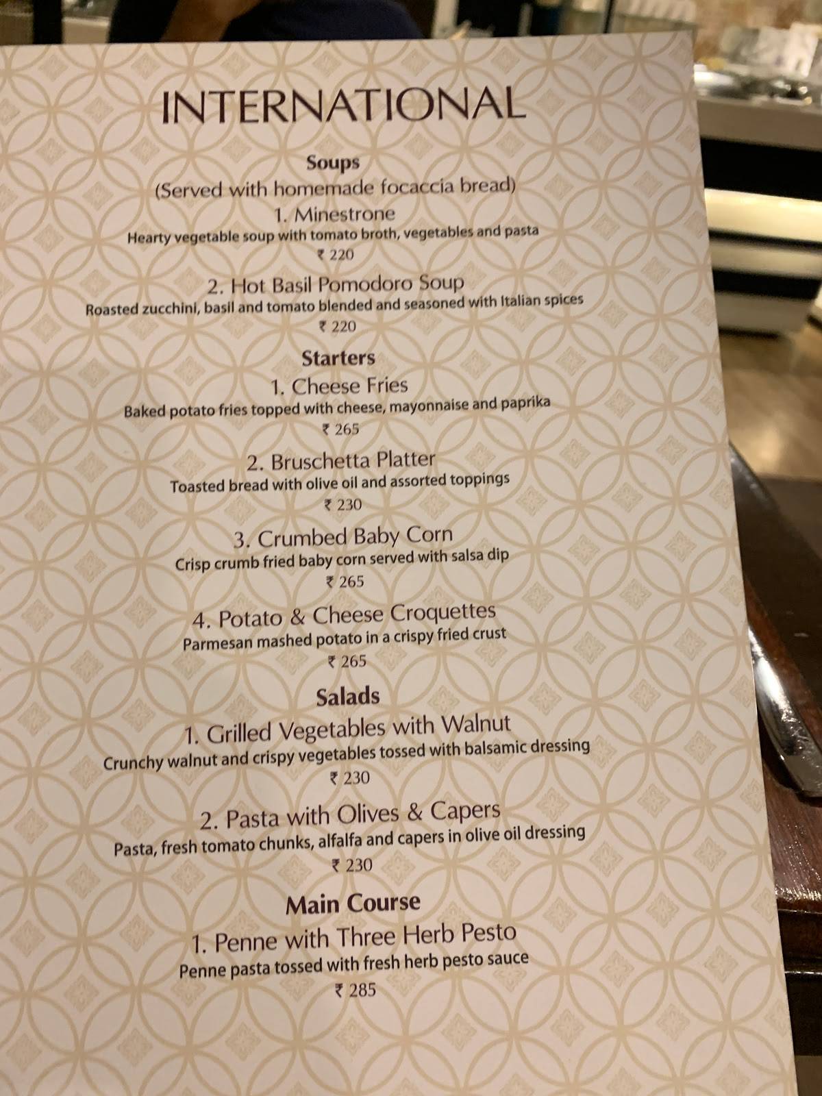 Menu at The Higher Taste Restaurant, Bengaluru, Inside ISKCON