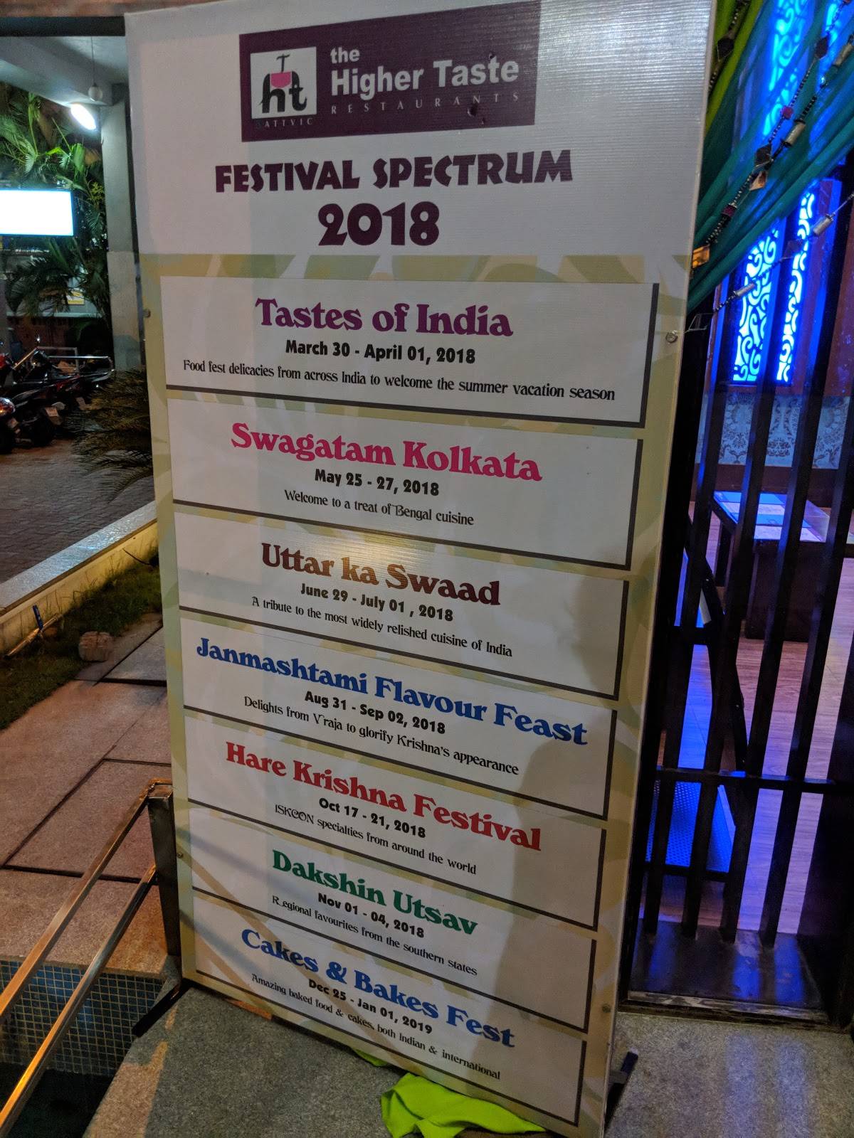 Menu at The Higher Taste Restaurant, Bengaluru, Inside ISKCON