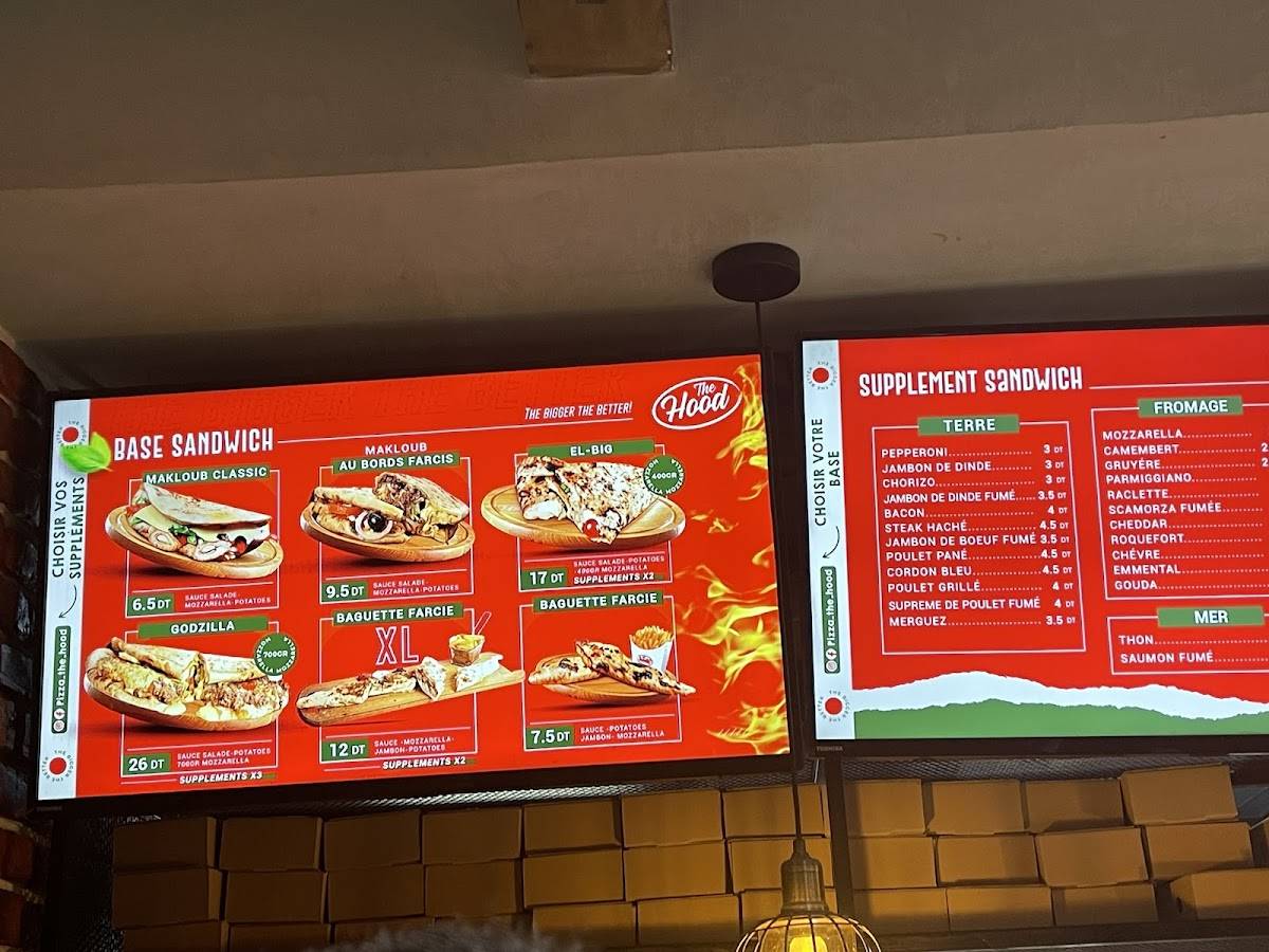 Menu at Restaurant The Hood, Tunis
