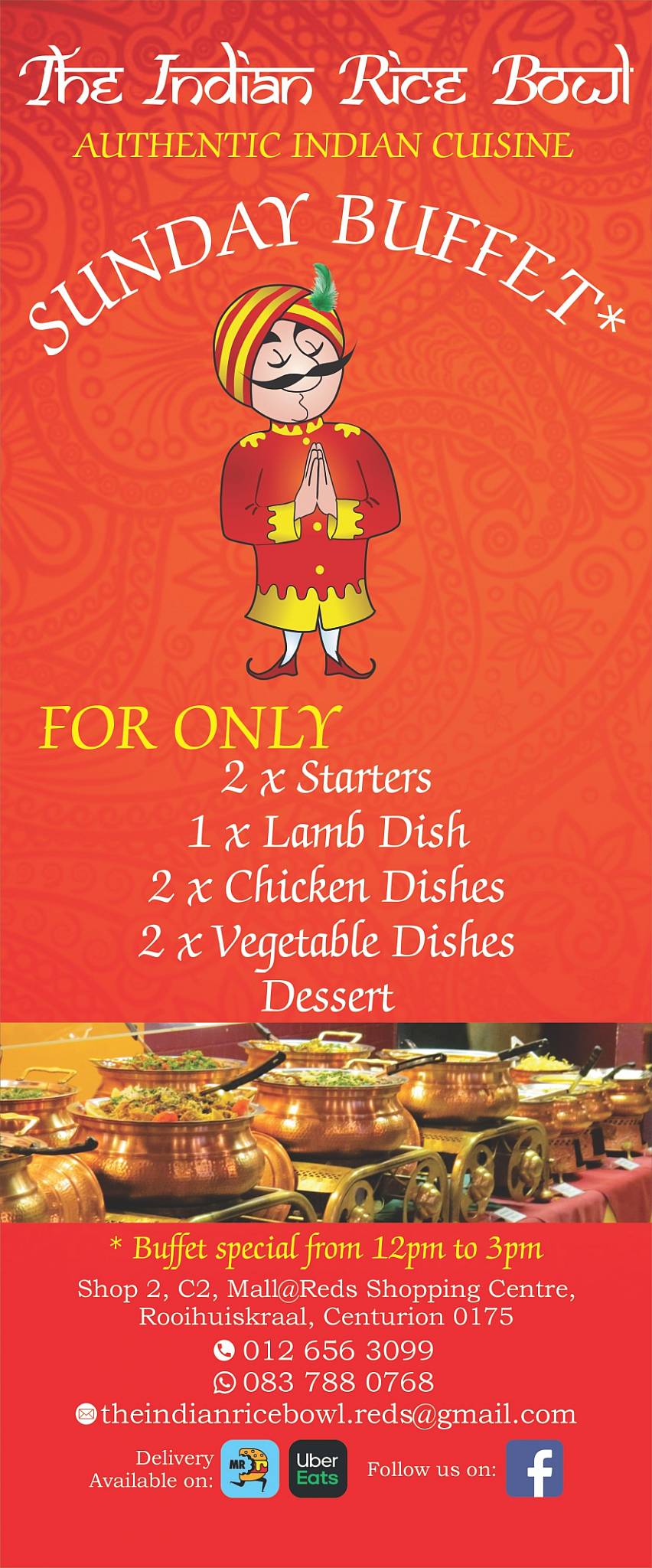 Menu at The Indian Rice Bowl restaurant, Centurion