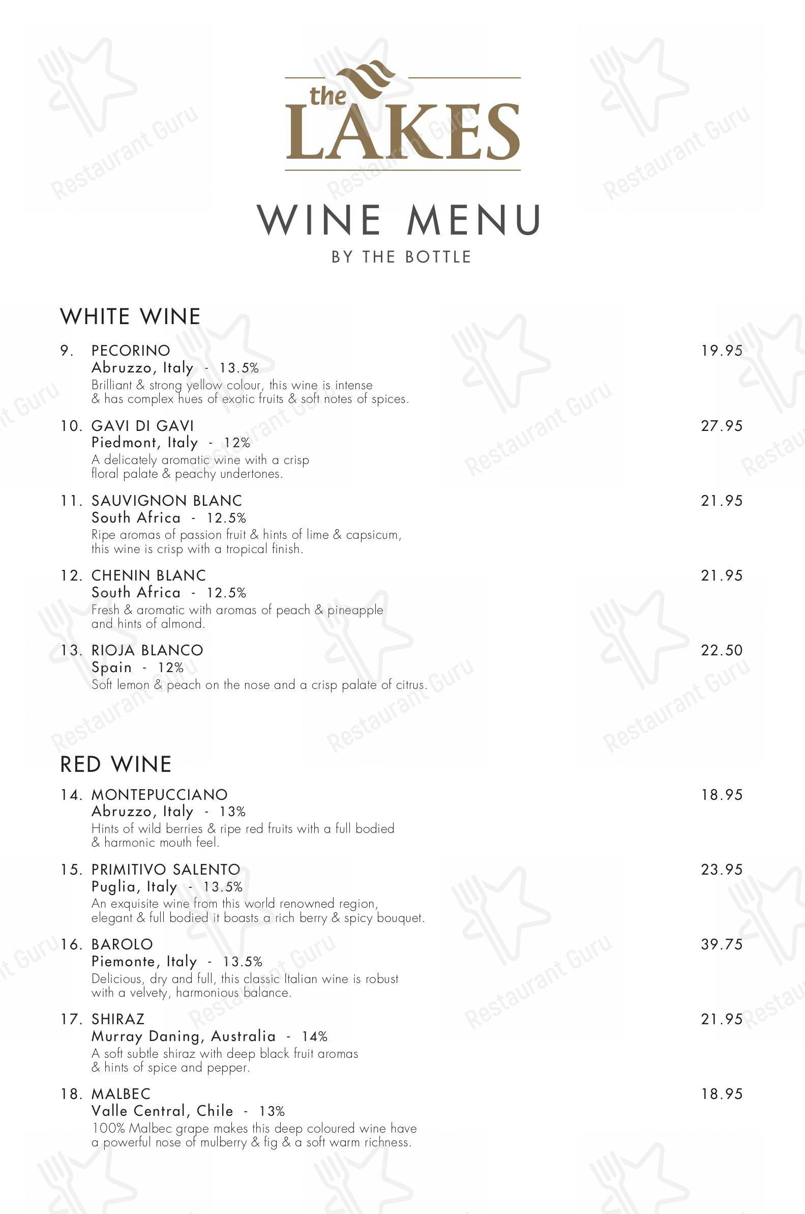 Menu at The Lakes Restaurant, Burgh le Marsh