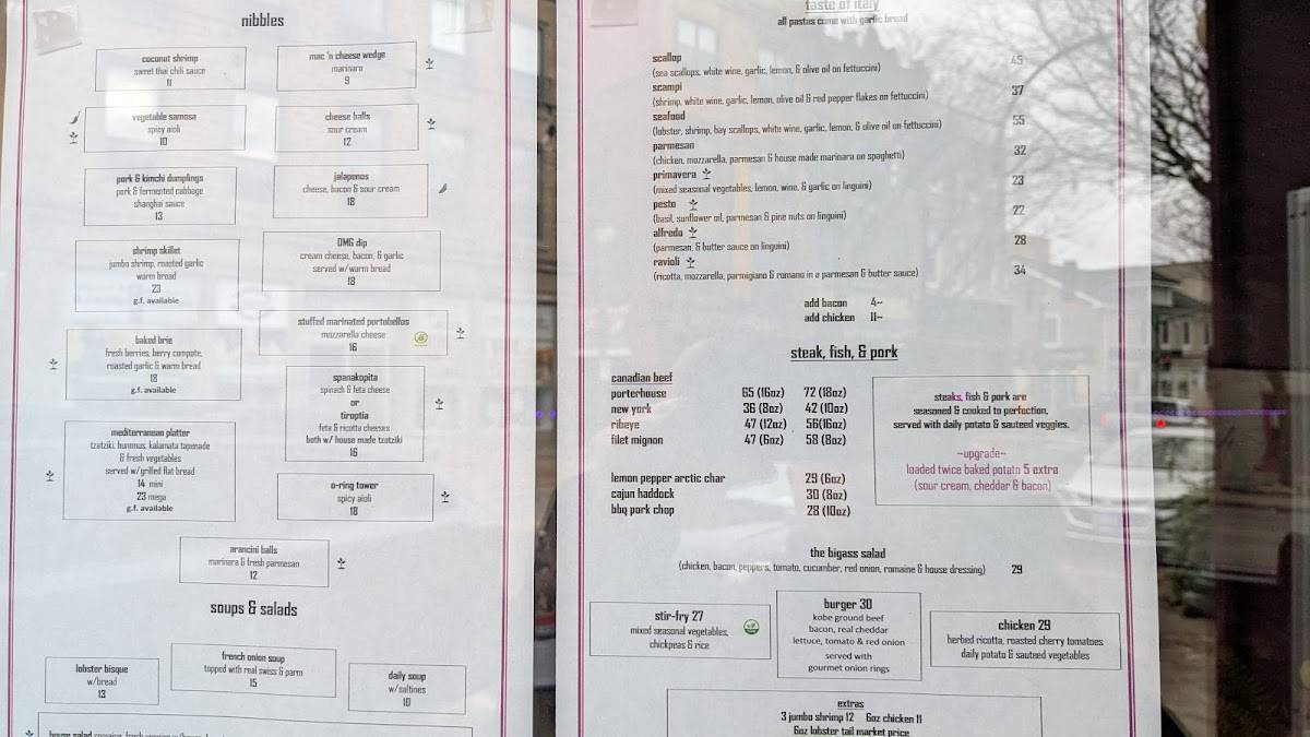 Menu at The Noshery Steakhouse, Brockville