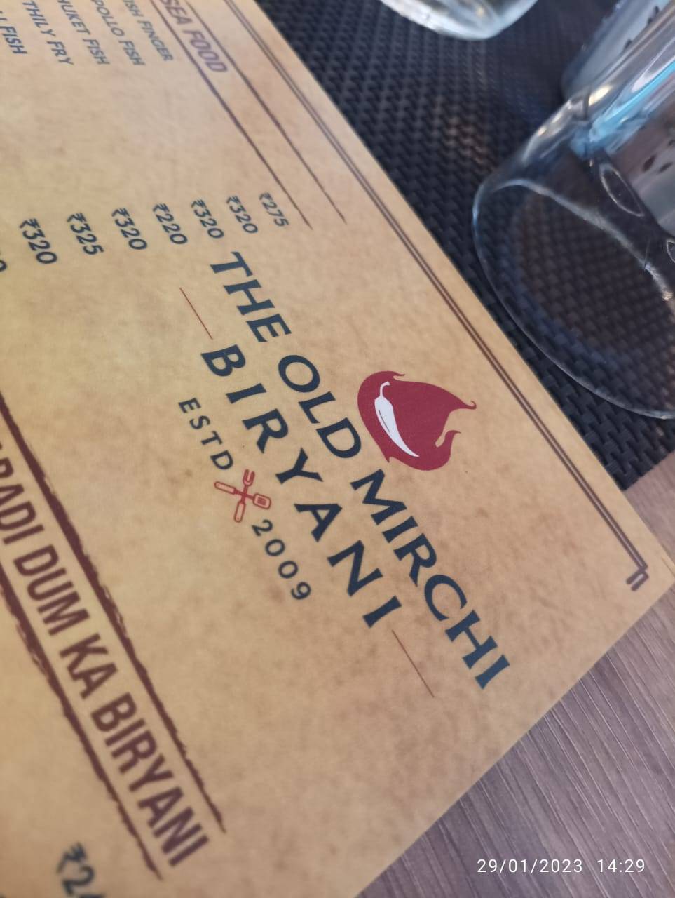Menu at The Old Mirchi Biryani, Chennai, Velachery Bypass Rd