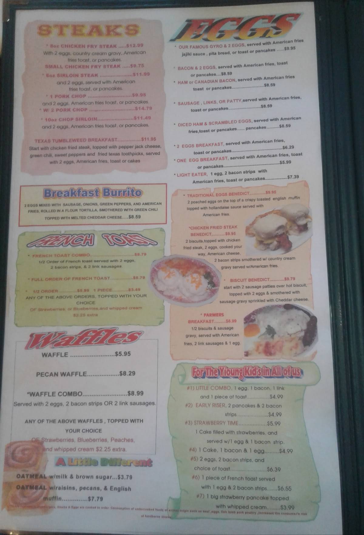 Menu at The Paragon Family Restaurant, Greeley