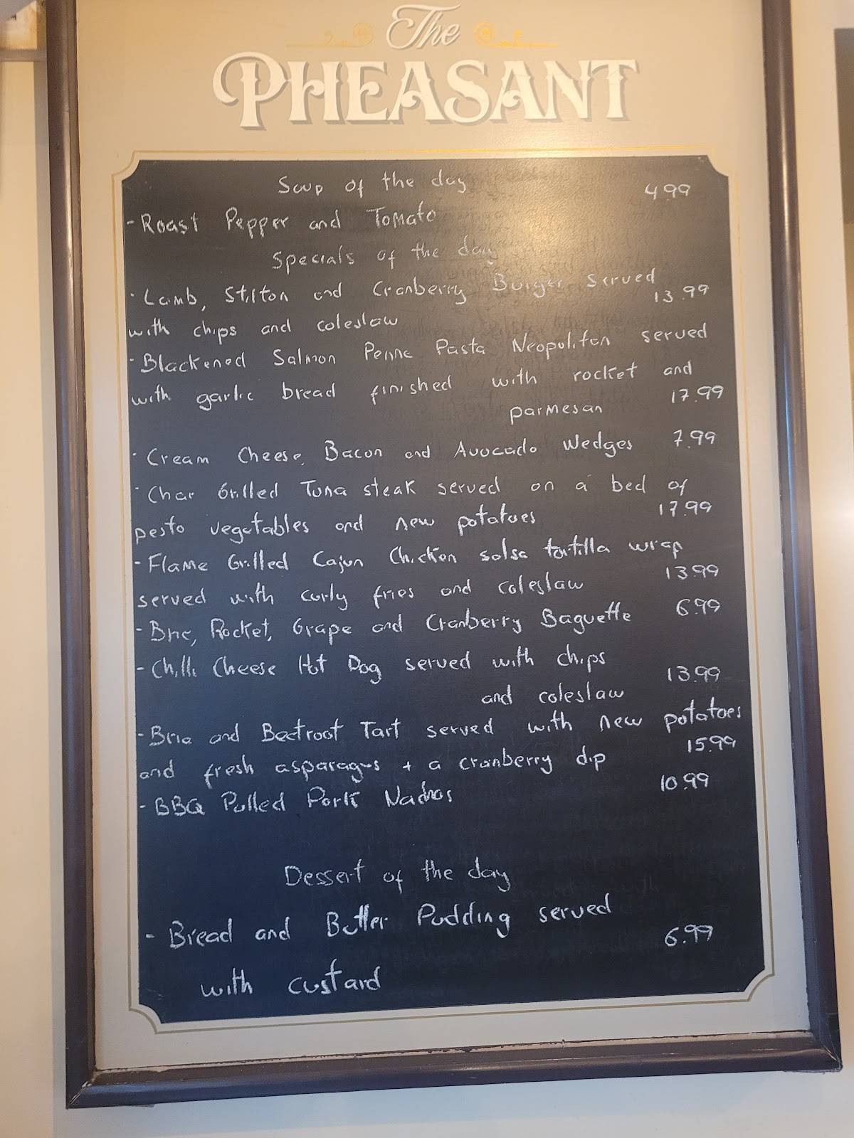 Menu at The Pheasant Inn & Restaurant Heathrow (over 18s only), Hayes ...