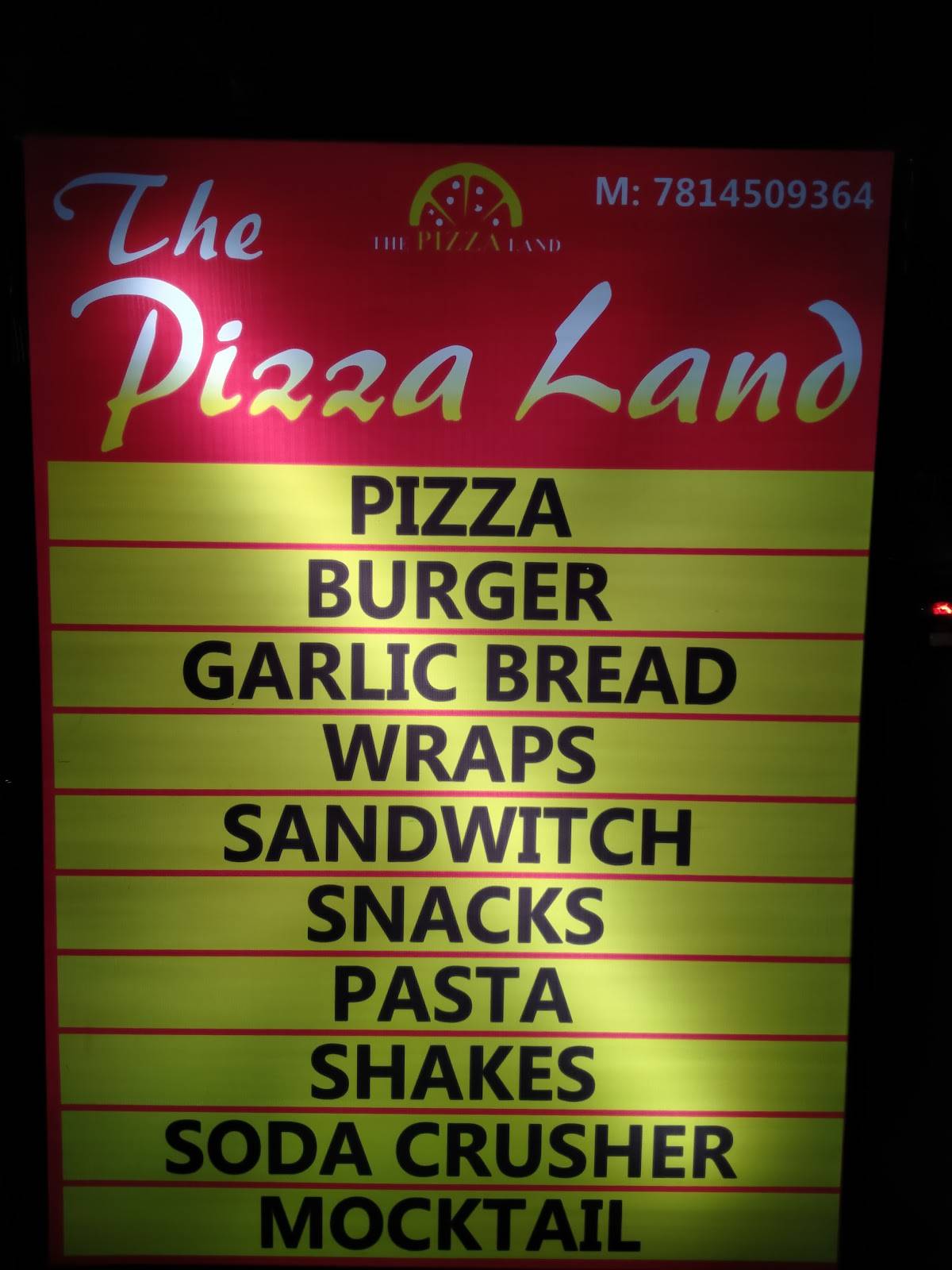 Menu at The Pizza Land, Amritsar