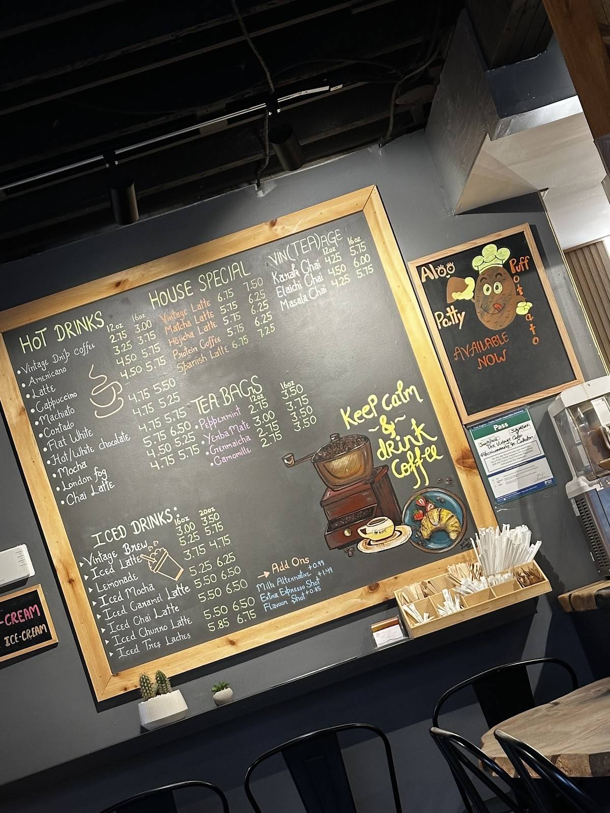 Menu at The Vintage Cafe, Caledon