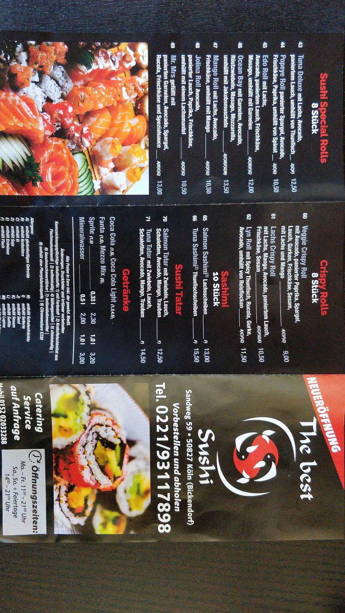 Speisekarte von The best Sushi restaurant, Köln