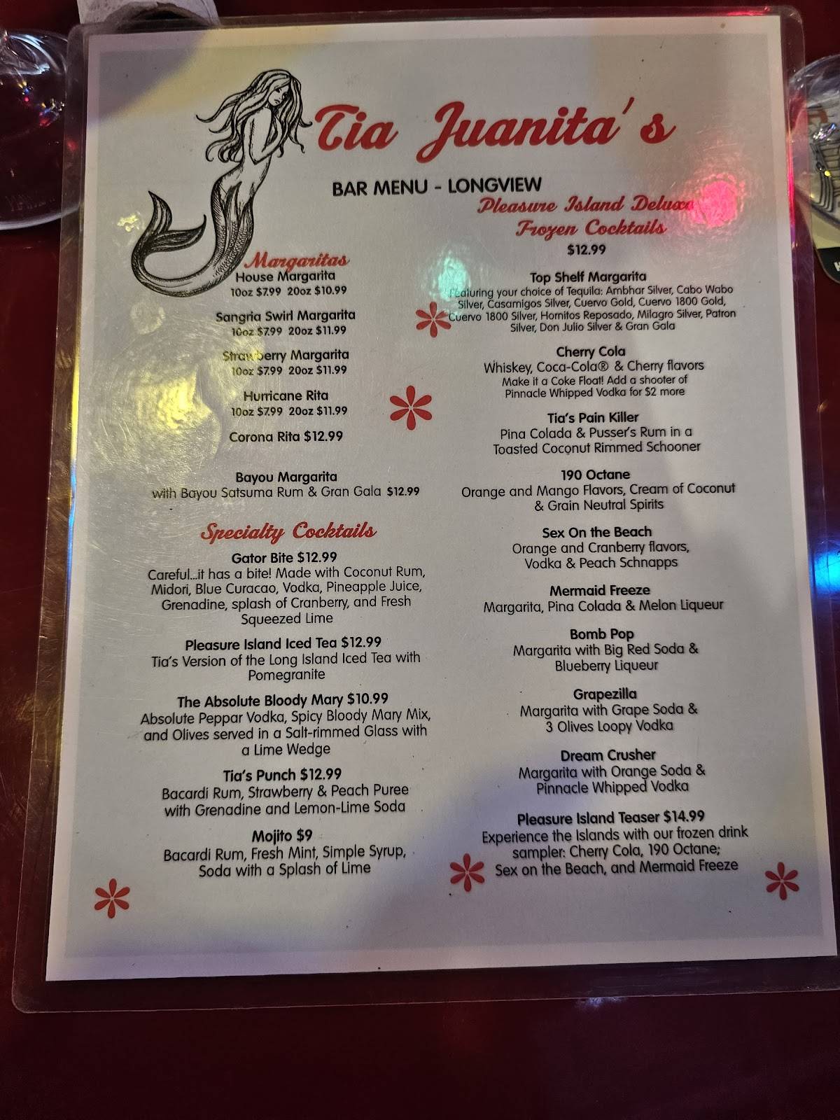 Menu at Tia Juanita's Fish Camp - Longview restaurant, Longview