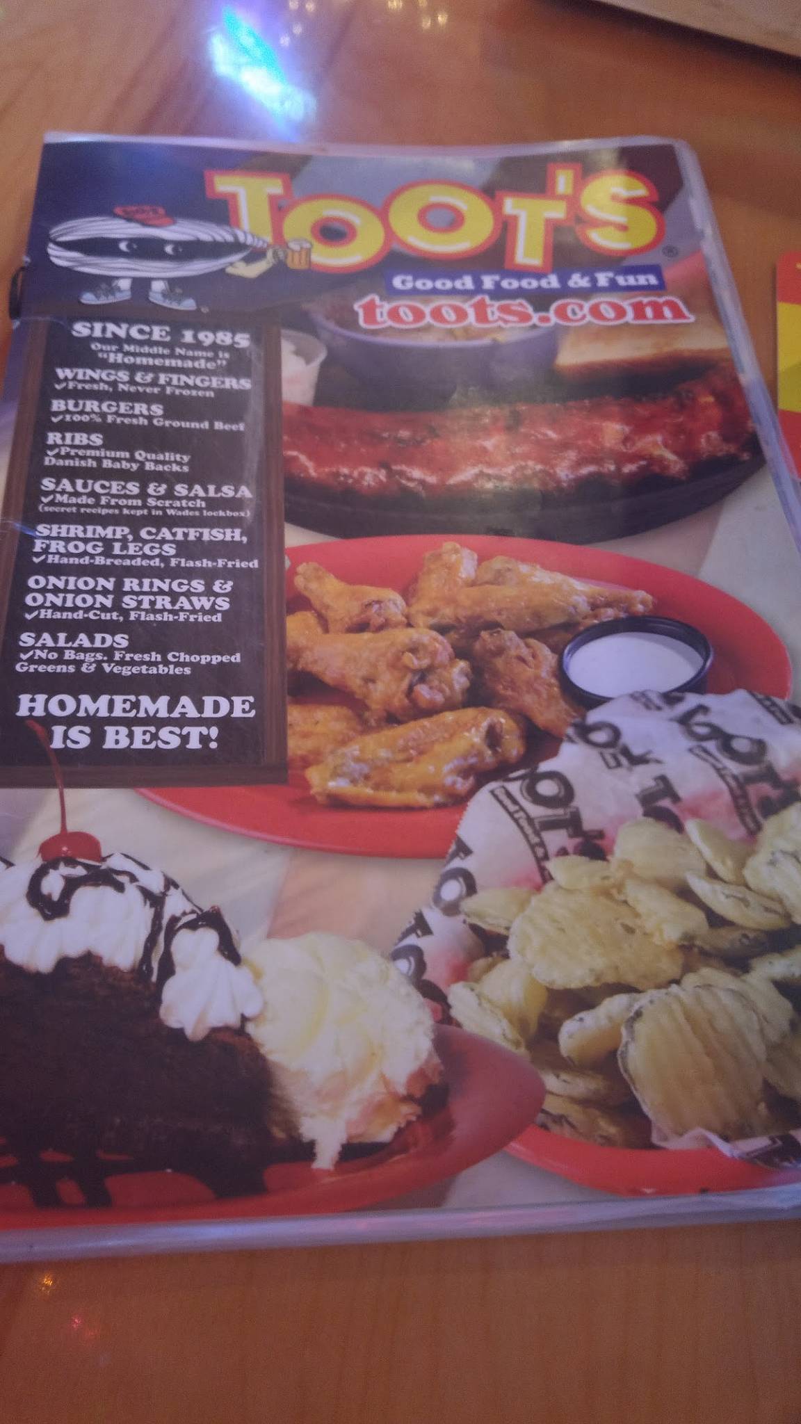 Menu at Toot's Smyrna restaurant, Smyrna, 301 Sam Ridley Pkwy W