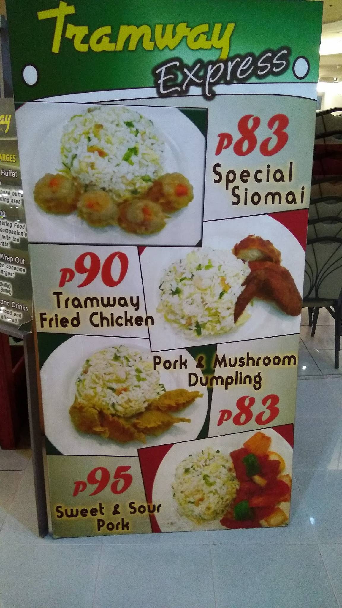 Menu at Tramway Buffet Plaza restaurant, Mandaluyong