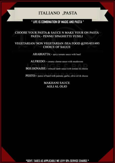 Menu at Troy Lounge & Bar, Delhi