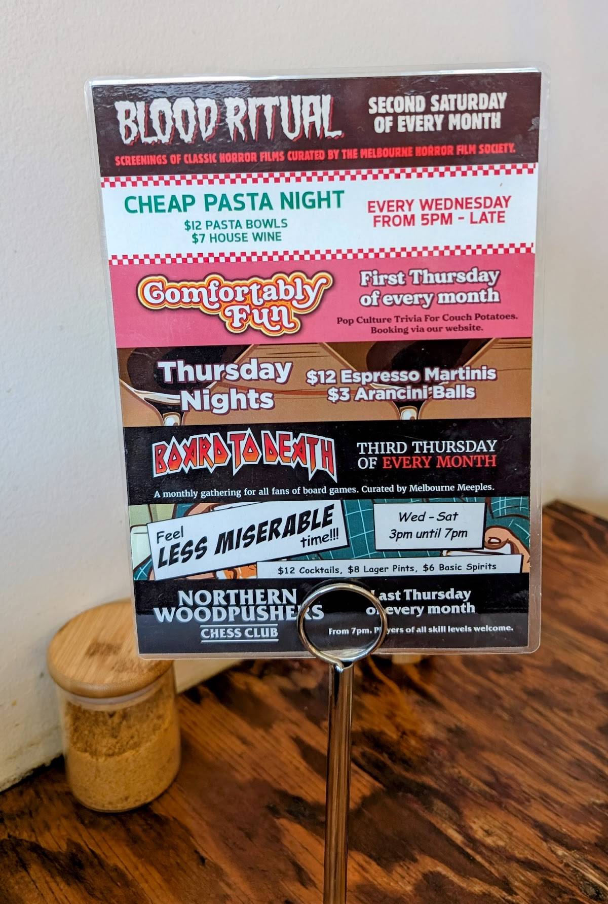 Menu at True North restaurant, Coburg