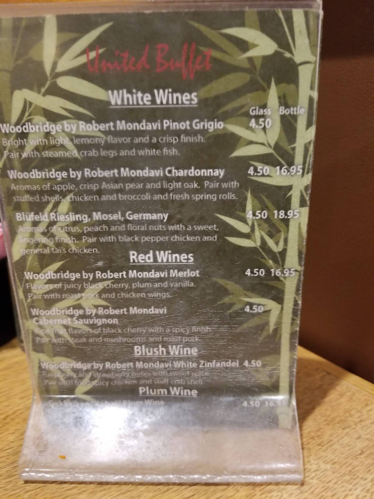 Menu at United Buffet restaurant, Schenectady