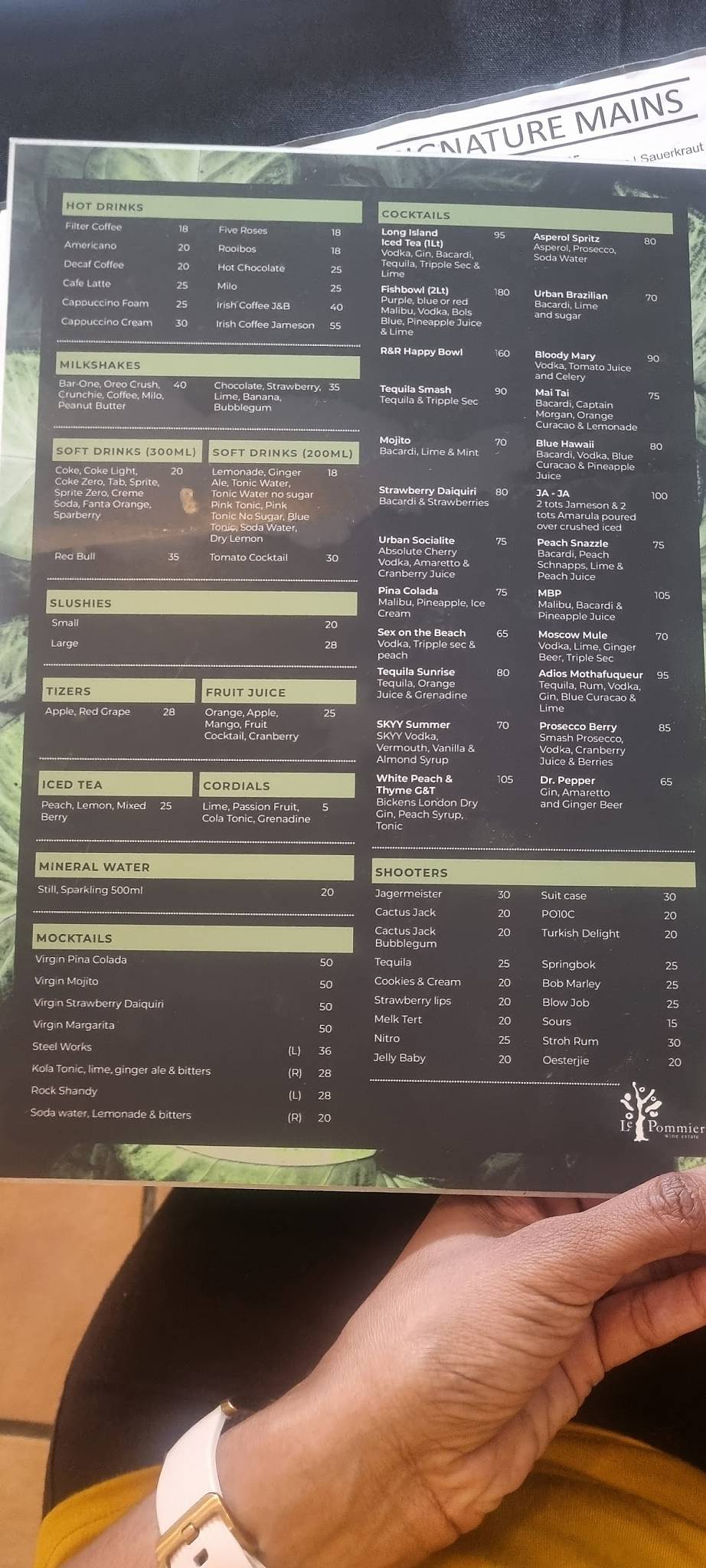 Menu at Urban Eatery restaurant, Vereeniging, 13 Orwell Dr
