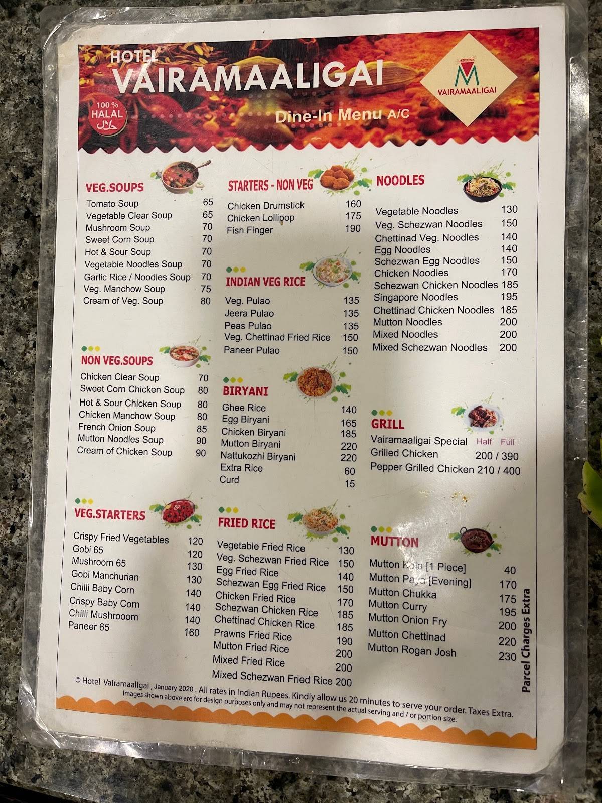 Menu at Vairamaligai Rooftop Restaurant, Tirunelveli