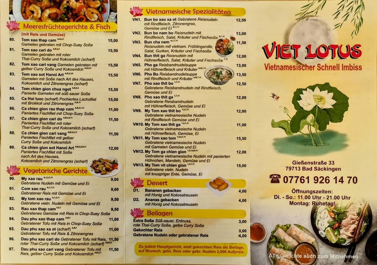 Speisekarte von Viet Lotus restaurant, Bad Säckingen
