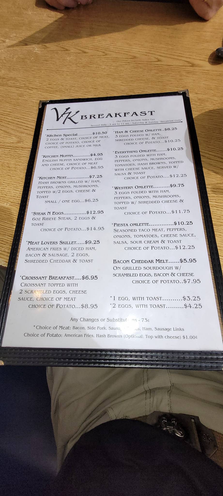 Menu at Village Kitchen restaurant, Casco, 101 Old Orchard Ave