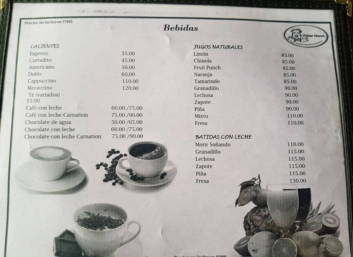 Carta del restaurante Villar Hermanos, Santo Domingo