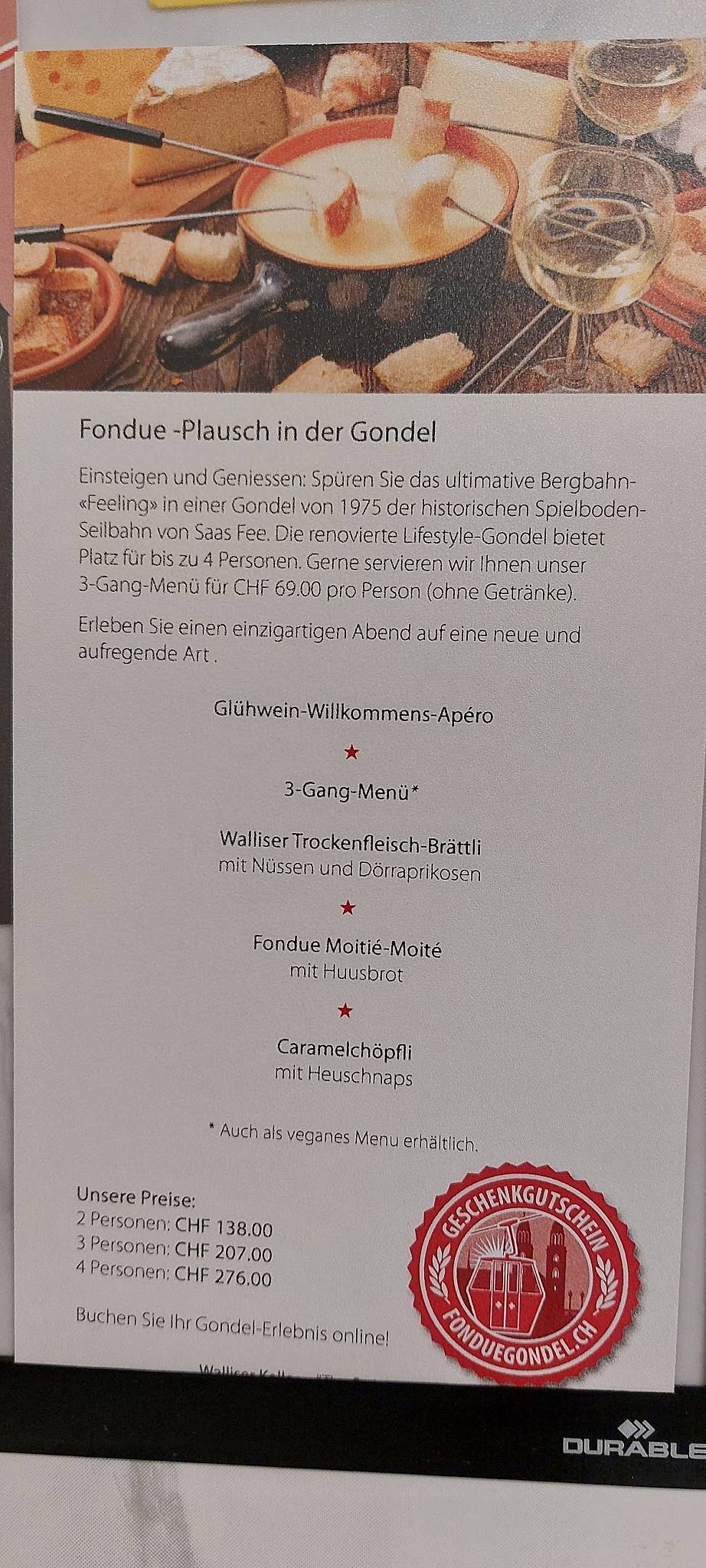 Speisekarte von Walliser Keller, Zürich