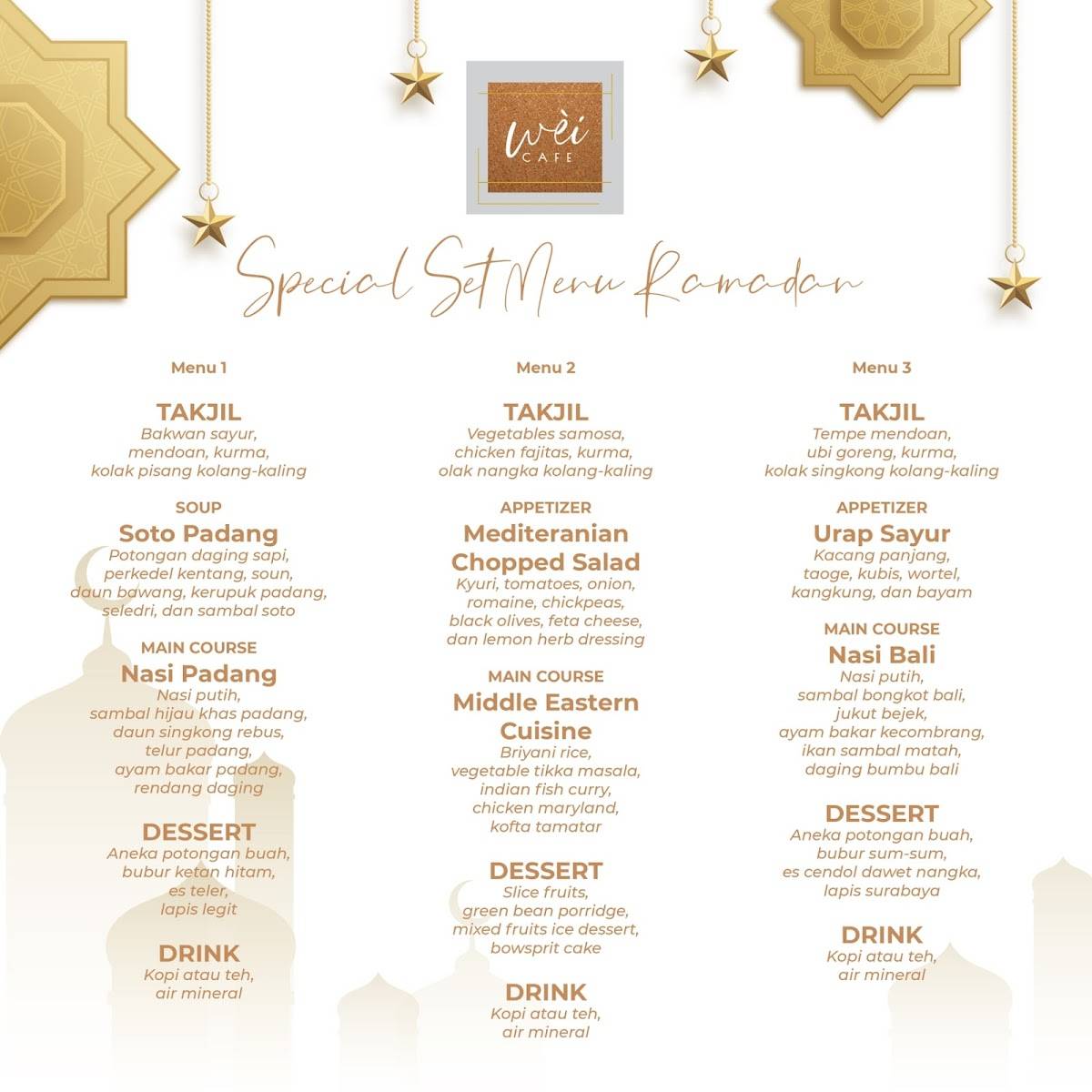 Menu at Wei Cafe, Central Jakarta