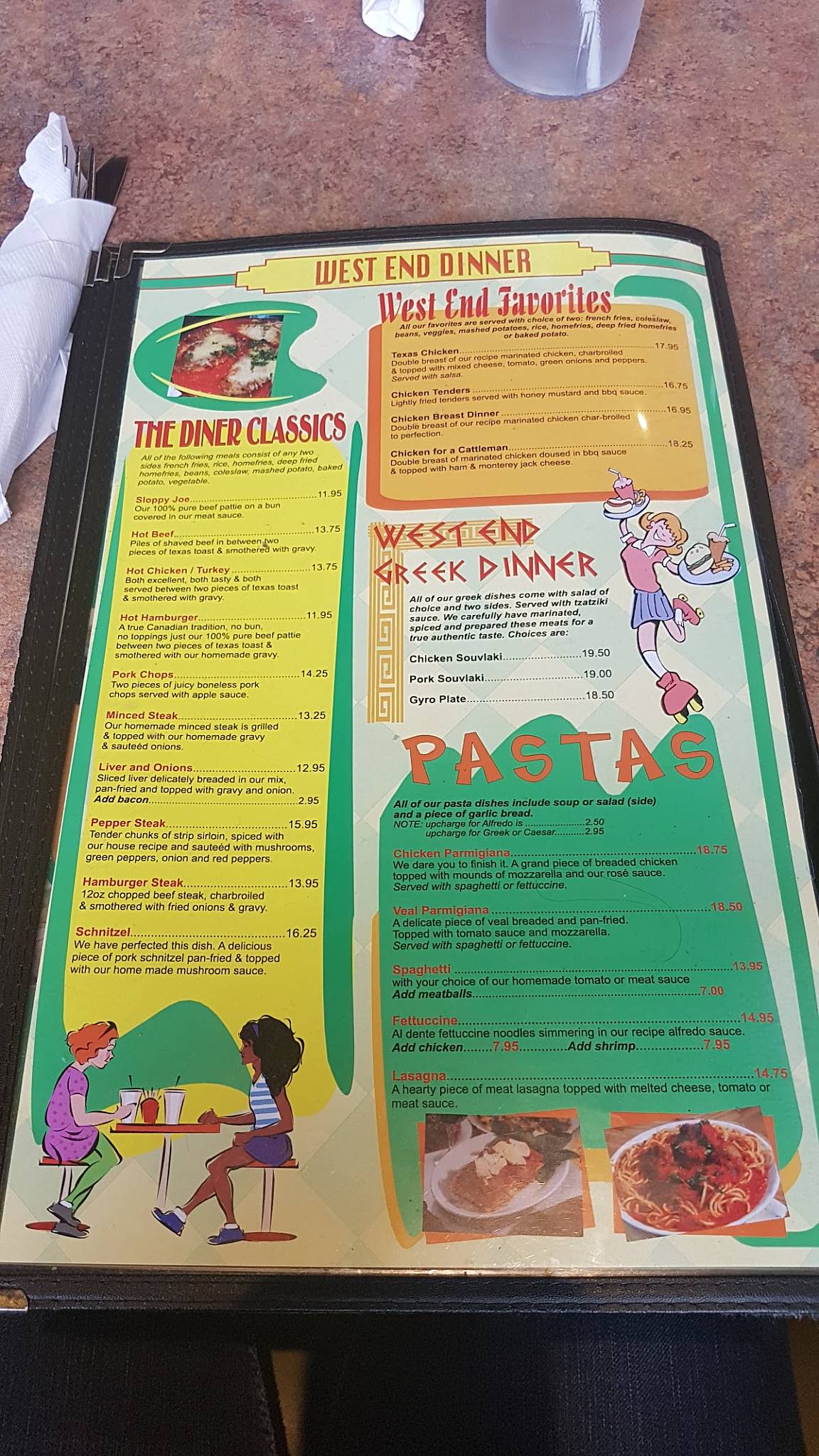 Menu at West End Diner restaurant, Hamilton