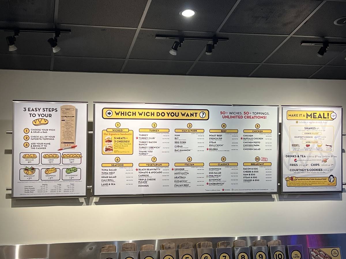 Menu at Which Wich Superior Sandwiches restaurant, Des Peres