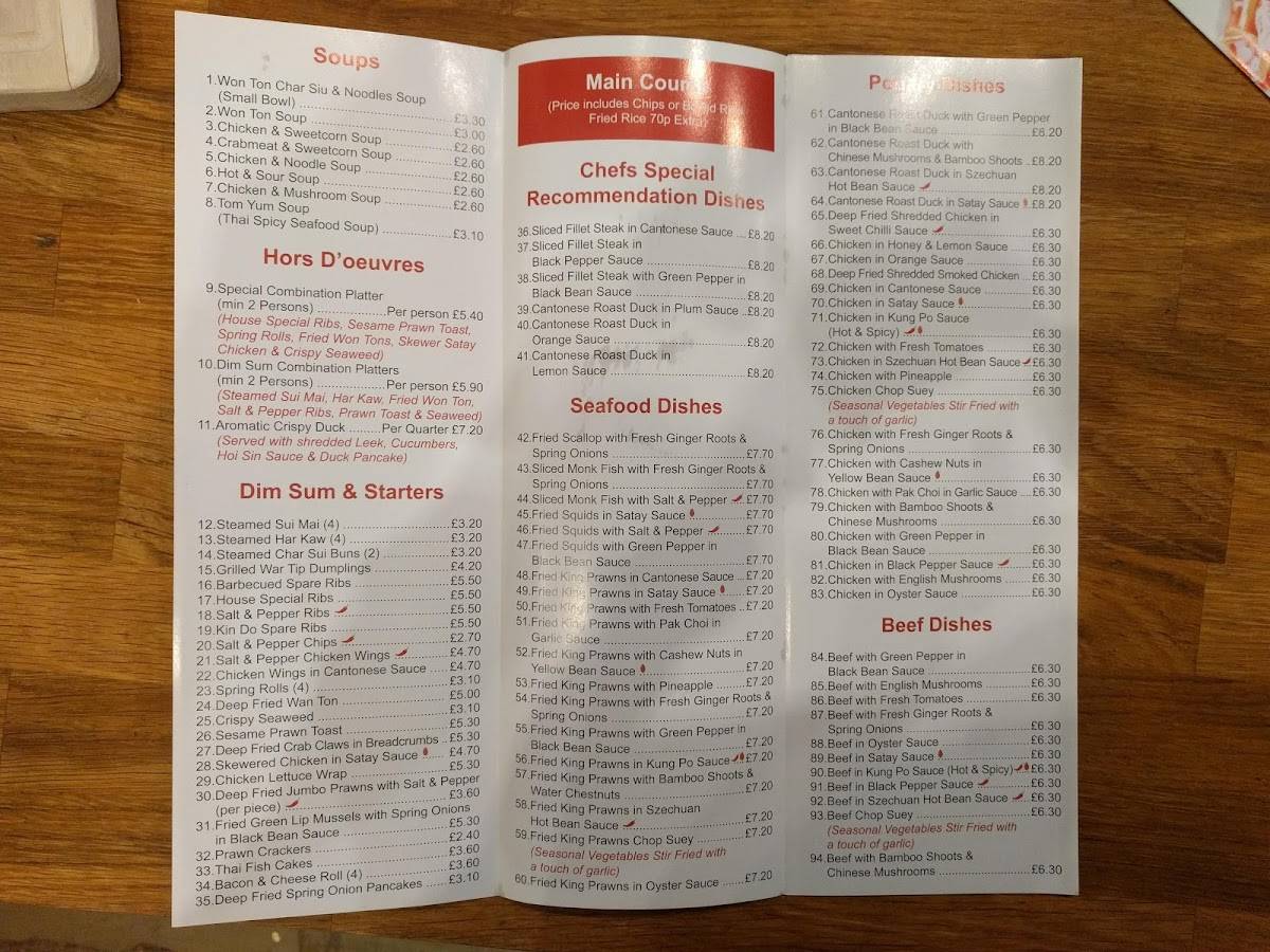 Menu at Wok Inn Burscough restaurant, Ormskirk