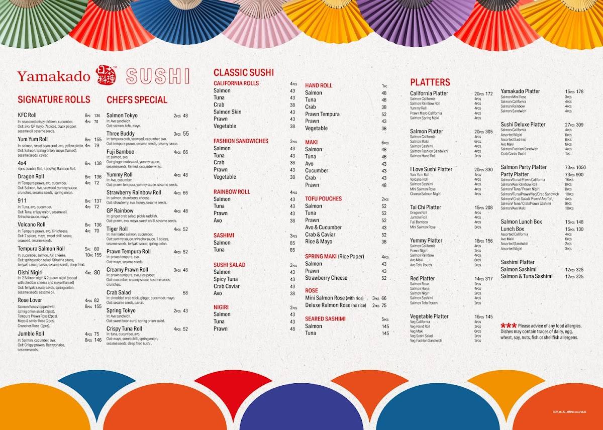 Menu at Yamakado Sushi Restaurant Fourways, Sandton