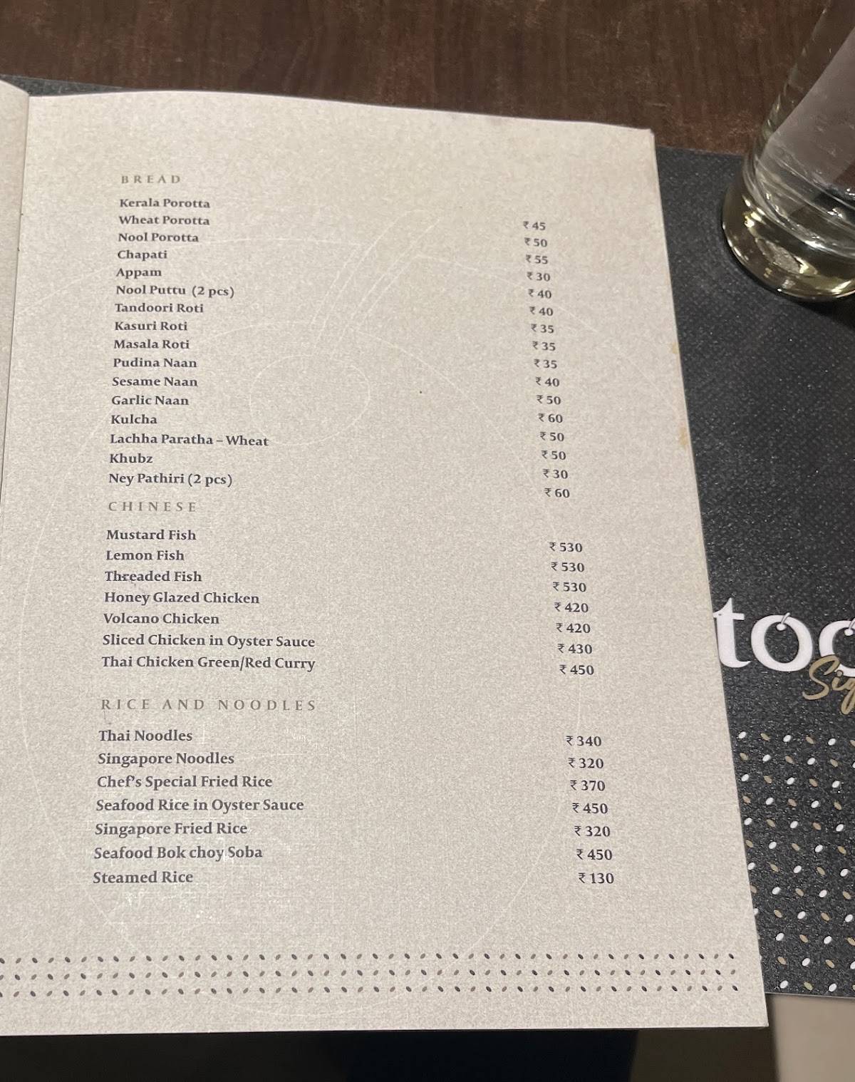 Menu at Zaitoon Signature, Chennai