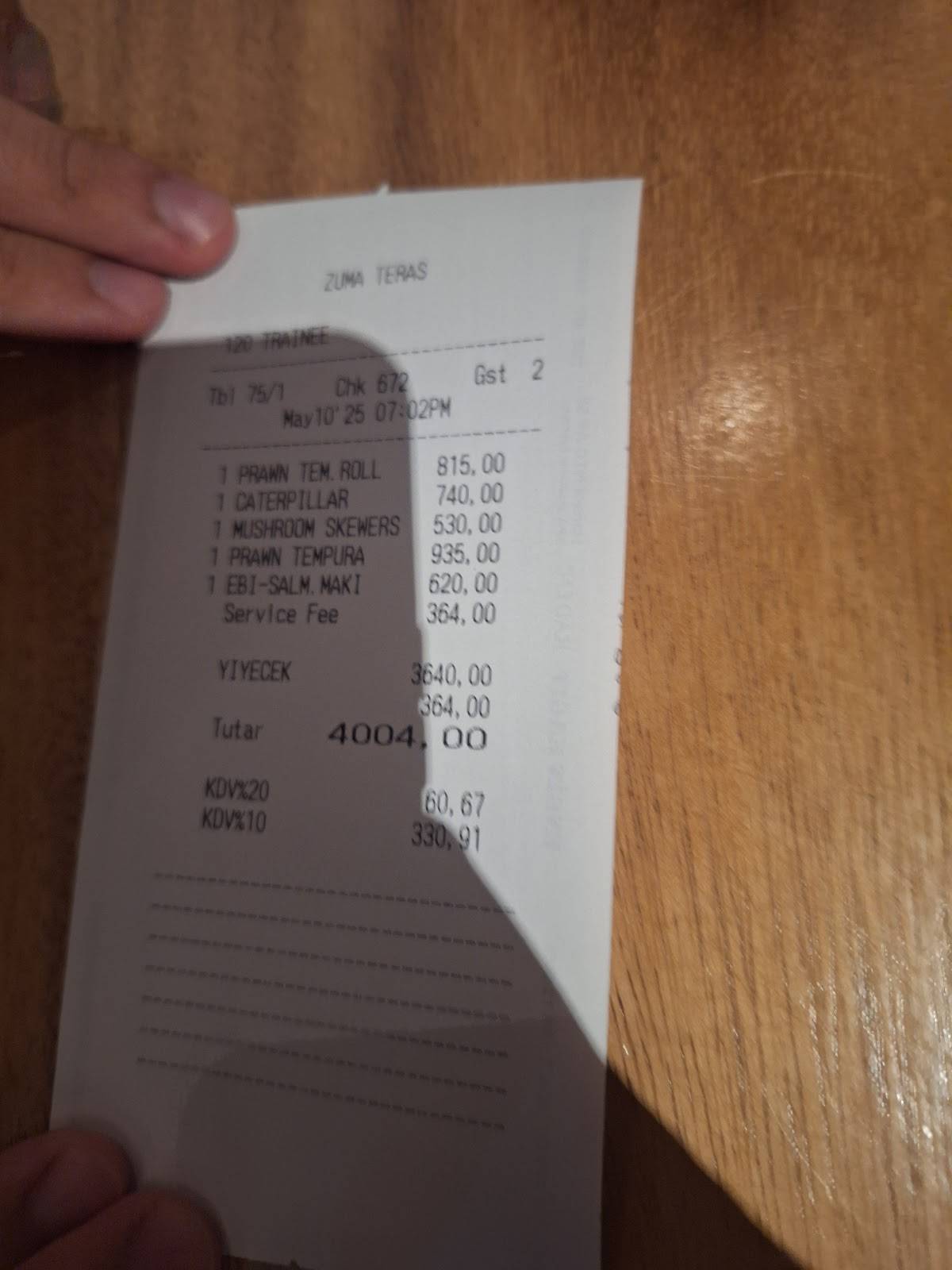 Menu at Zuma Istanbul, Maslak Mahallesi, İstinye Mahallesi Bayır Çıkmazı