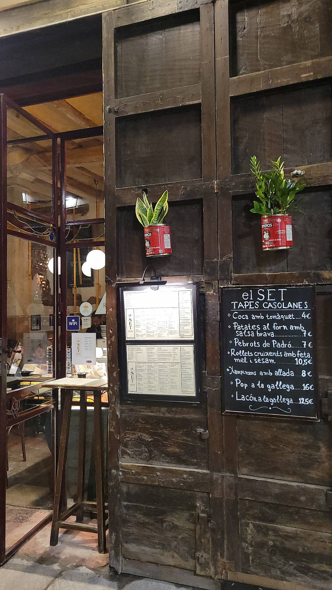 Menu at el SET restaurant, Barcelona, Carrer de l'Esparteria