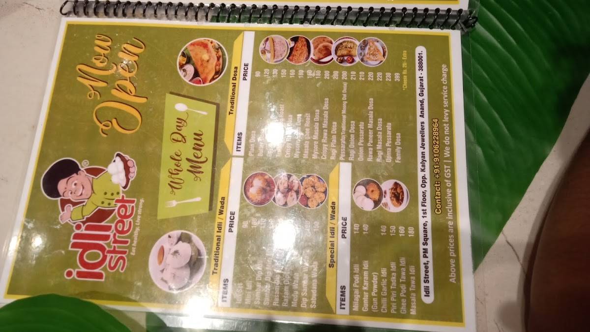 Menu at idli street Anand, Anand