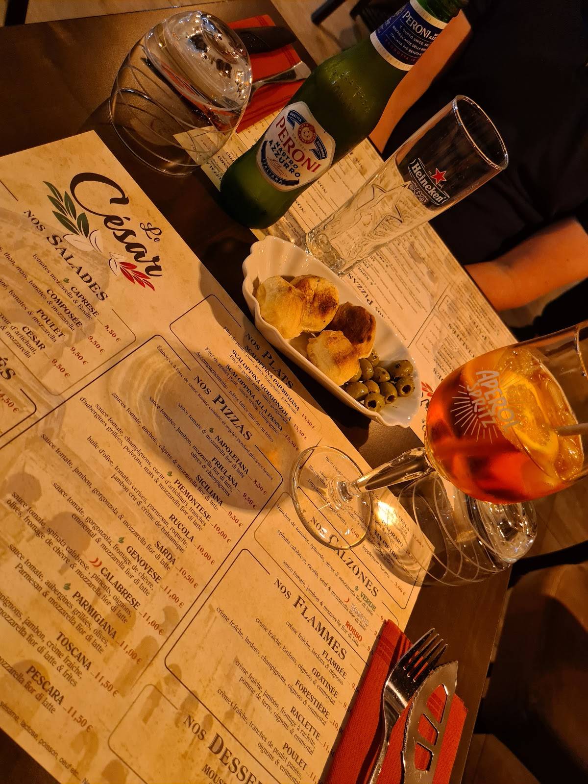Menu au le césar restaurant, Sarreguemines