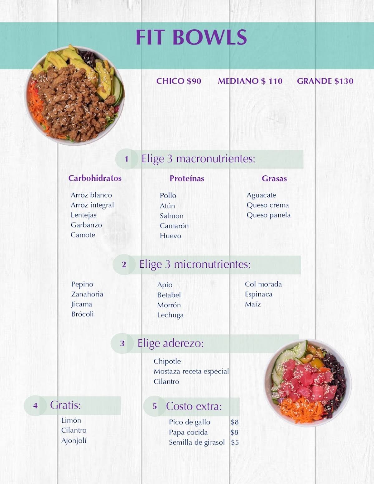 Menu at nuve restaurant, Pachuca
