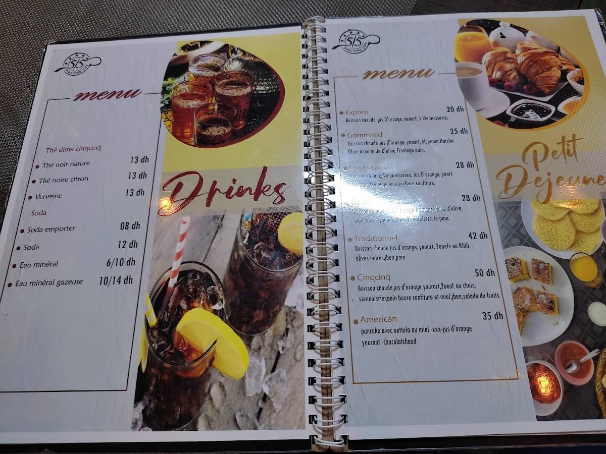 Menu au Dima CinQ CinQ : Café, Restaurant & Pâtisserie, Errachidia