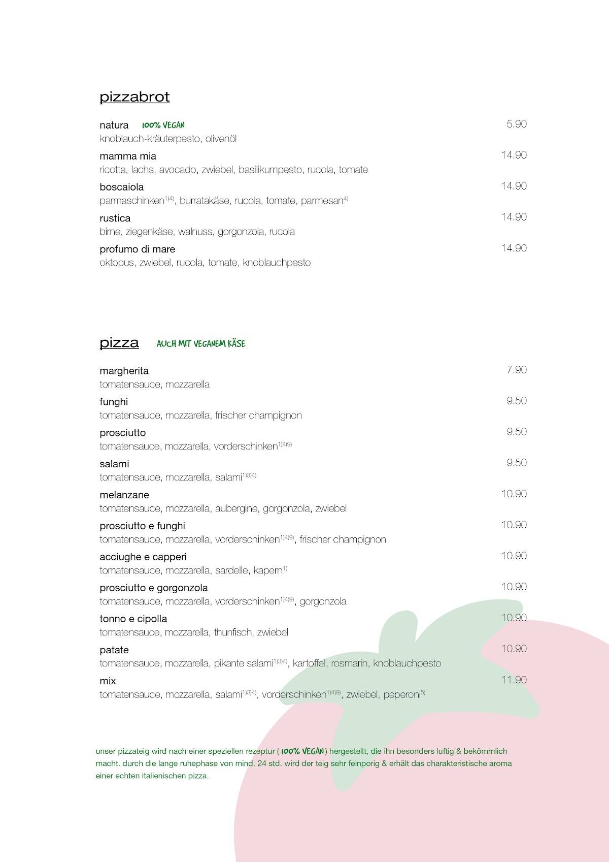 Speisekarte von pomodorino restaurant, Weiden in der Oberpfalz