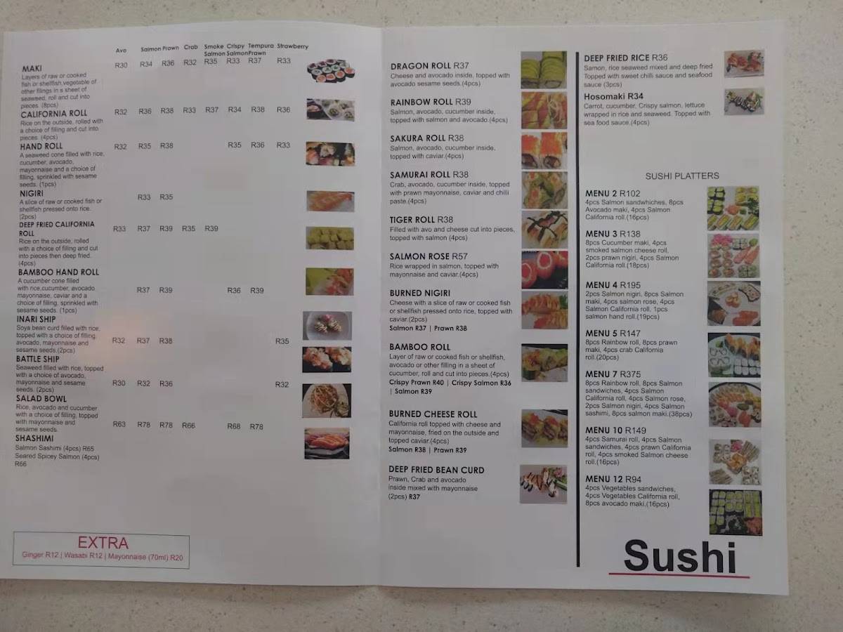 Menu at si yummy restaurant, Boksburg