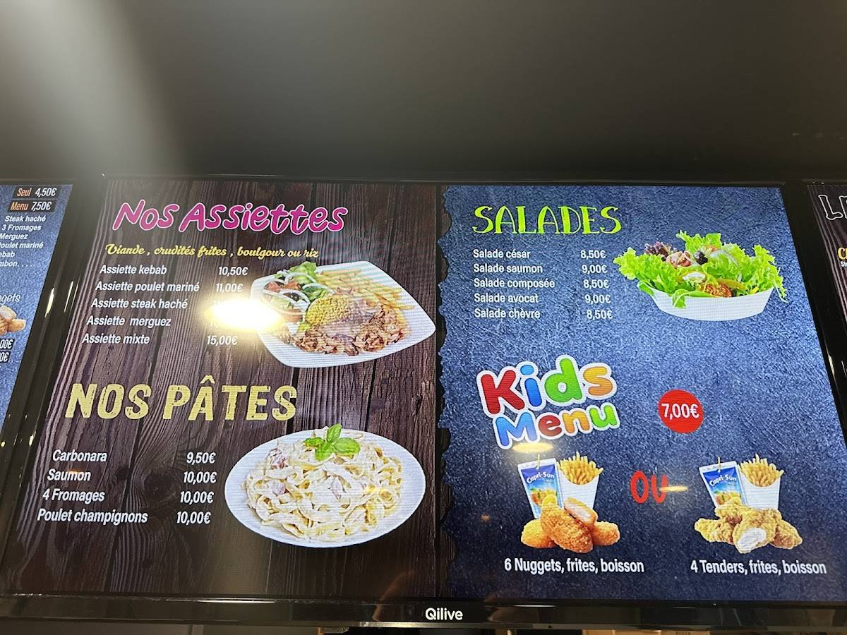 Menu au snack time restaurant, Bolbec
